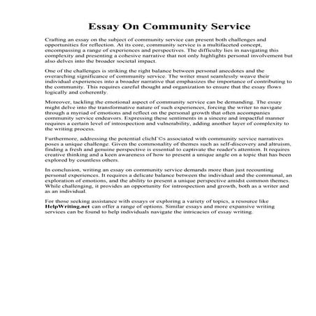 Essay On Community Service | PDF
