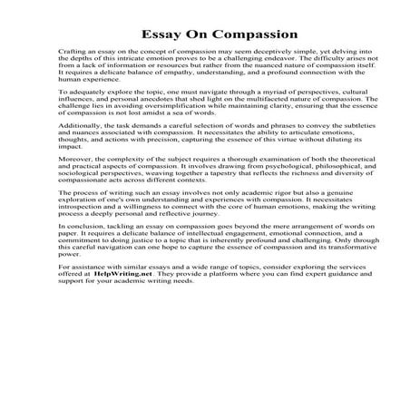 Essay On Compassion. On compassion by barbara ascher summary. What Is ...
