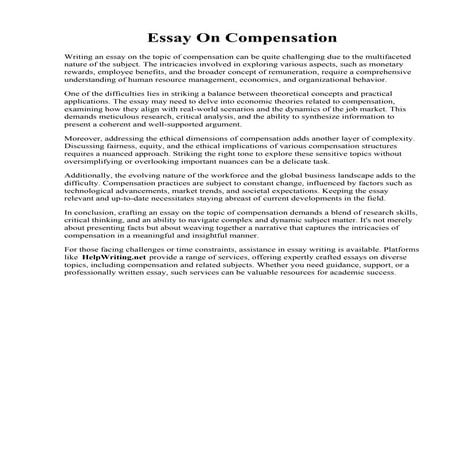 Essay On Compensation. Understanding Workers Compensation Laws and ...