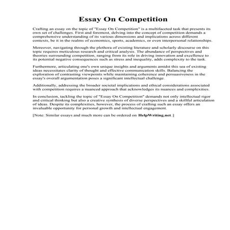 Essay On Competition. Joining and winning a competition essay - Joining ...