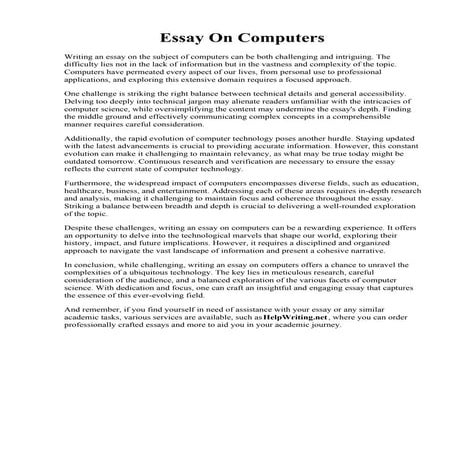 Essay On Computers | PDF