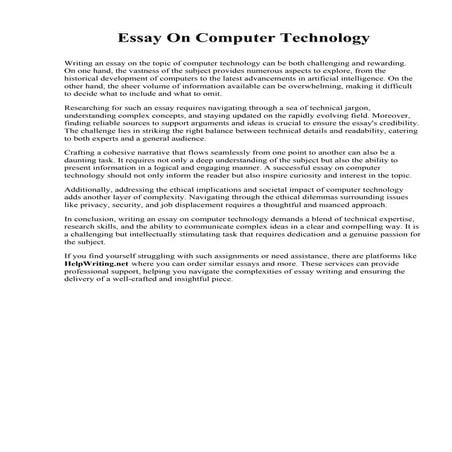 Essay On Computer Technology.pdf | Technology & Computing