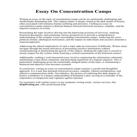 Essay On Concentration Camps. Saint Xavier University | PDF