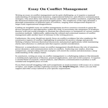Essay On Conflict Management | PDF