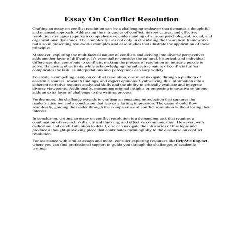 Essay On Conflict Resolution | PDF