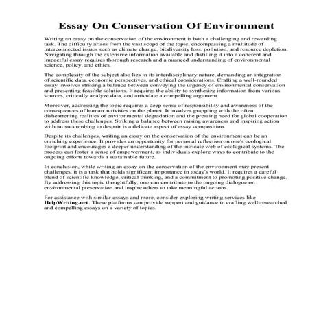 Essay On Conservation Of Environment. Article on conservation of ...