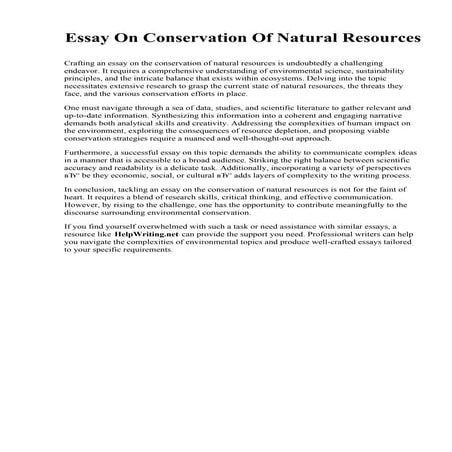 Essay On Conservation Of Natural Resources.pdf | Environment | Science
