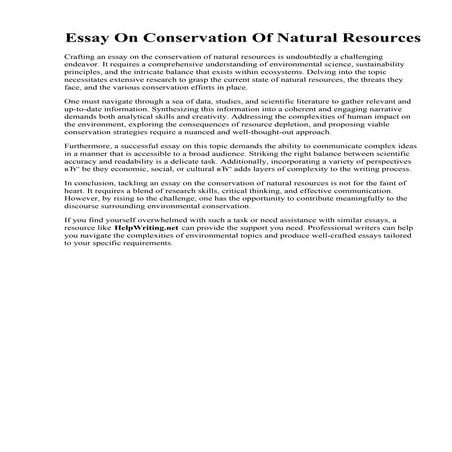 Essay On Conservation Of Natural Resources | PDF