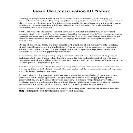 Essay On Conservation Of Nature | PDF