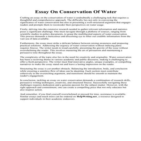 Essay On Conservation Of Water. Water Conservation Essay in English ...