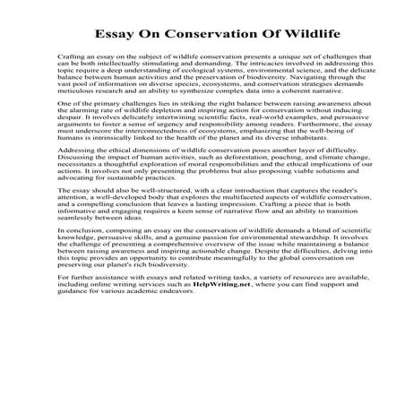 Essay On Conservation Of Wildlife | PDF