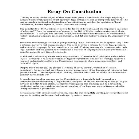 Essay On Constitution. Constitution of India Essay in English - YouTube | PDF
