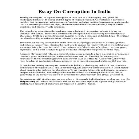 Essay On Corruption In India | PDF