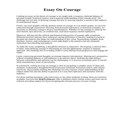 Essay On Courage. St. Louis College of Health Careers | PDF