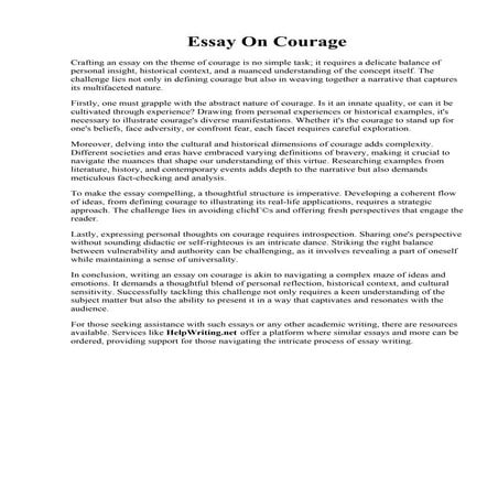 Essay On Courage. Definition essay about courage | PDF
