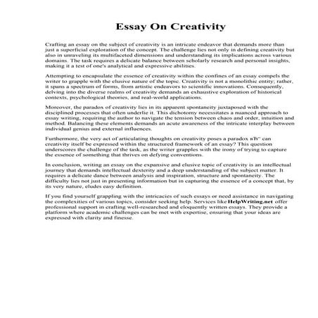 Essay On Creativity. Northern Virginia Community College | PDF