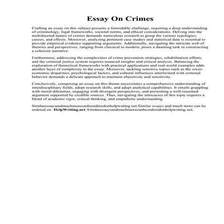 Essay On Crimes. Crimes of the Powerful Essay - 15010198 Crimes of the ...