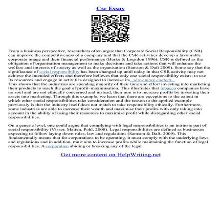 Thesis Statement On CSR | PDF