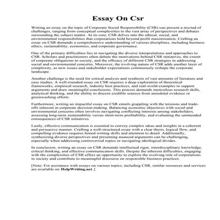 Essay On Csr. Introduction of CSR Corporate Social Responsibility Brand ...