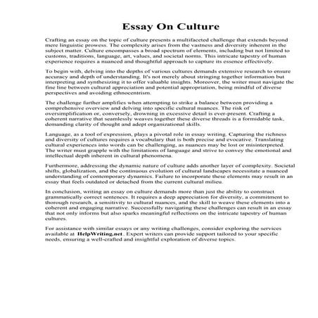 Essay On Culture | PDF