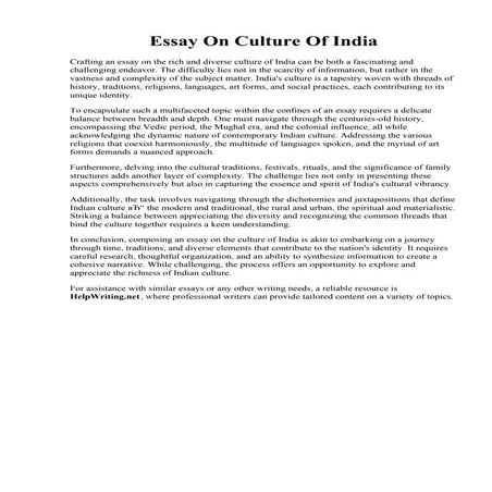 Essay On Culture Of India | PDF