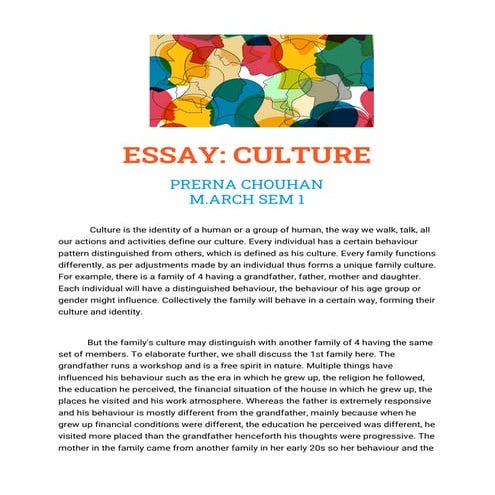 Essay on Culture by Ar. Prerna Chouhan | PDF