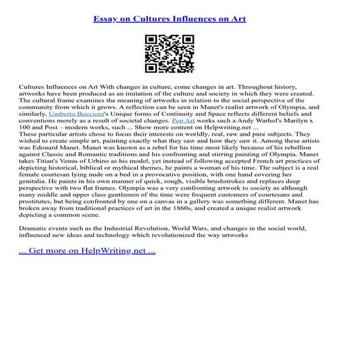 Essay On Cultures Influences On Art | PDF