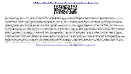 Curfw Laws