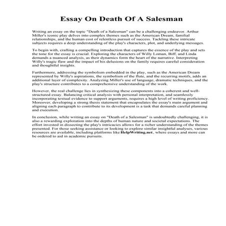 Essay On Death Of A Salesman. Morrison University | PDF | Screenwriting ...