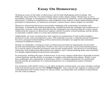 What Is Democracy Essay | PDF