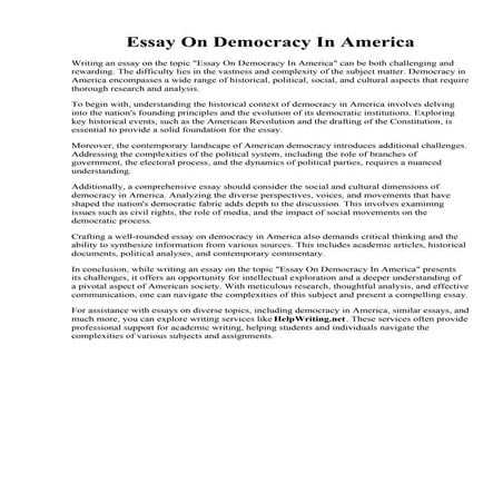 Essay On Democracy In America. United States and Democracy Essay ...