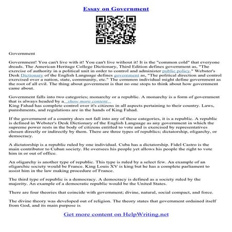 Essay On Democracy Is The Best Form Of Government | PDF