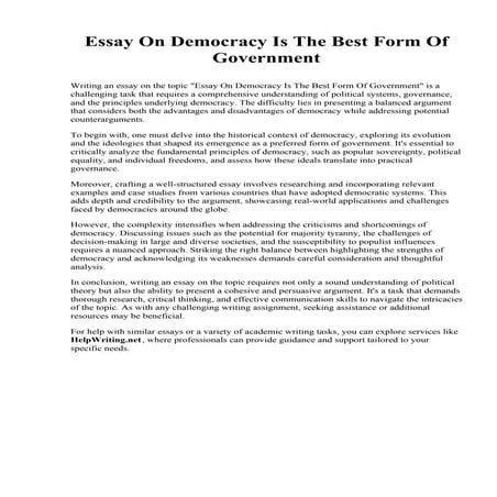 Essay On Democracy Is The Best Form Of Government.pdf