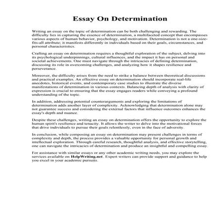 Essay On Determination. University of Saint Mary | PDF
