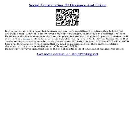 Essay On Deviance | PDF