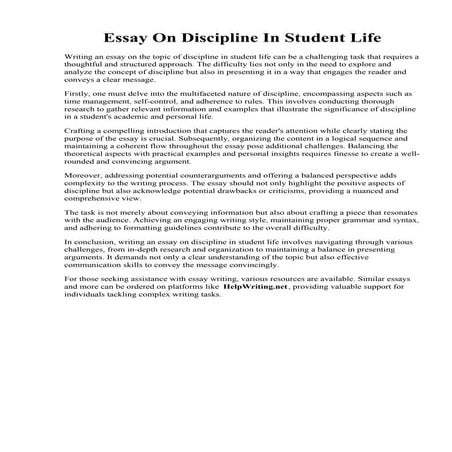 Essay On Discipline In Student Life. Essay on Value of Discipline ...