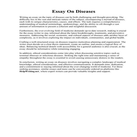 Essay On Diseases | PDF