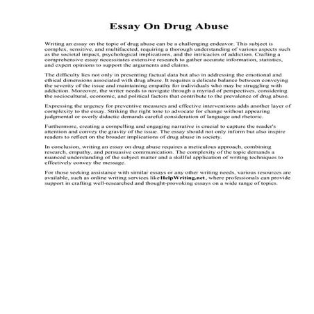 Essay On Drug Abuse. The Baptist College of Florida | PDF