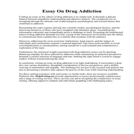 Essay On Drug Addiction | PDF