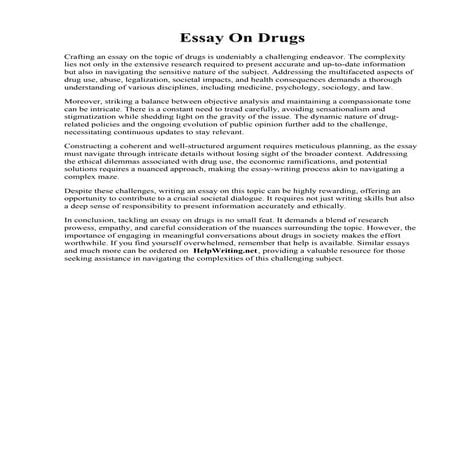 Essay On Drugs. Drug Abuse Among University - Free Essay Example ...
