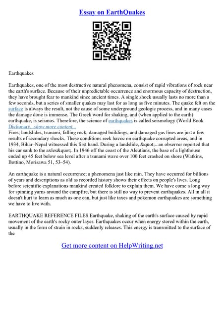 Essay On The Epicenter Of An Earthquake | PDF | Geology | Science