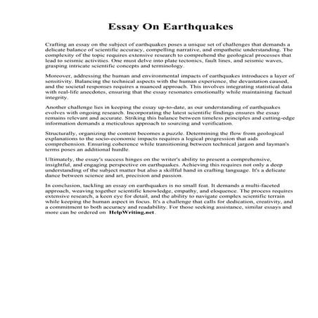 Essay On Earthquakes. Notre Dame College (Ohio) | PDF