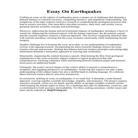 Essay On Earthquakes | PDF