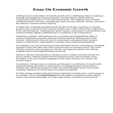 Essay On Economic Growth. St. Gregory's University | PDF