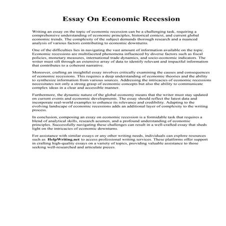 Essay On Economic Recession. Geneva College | PDF