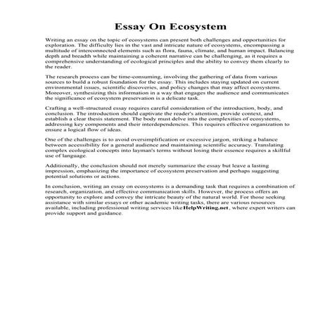 Essay On Ecosystem | PDF