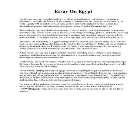 Essay About Ancient Egypt. Southwestern Michigan College | PDF