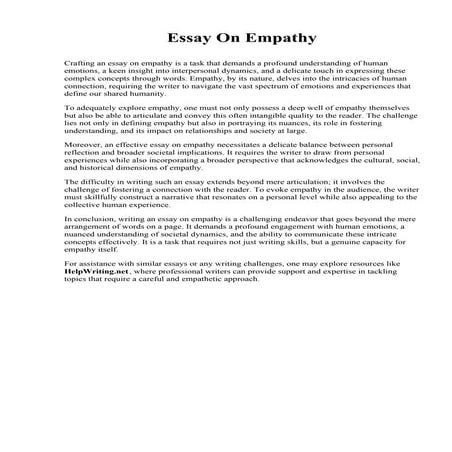 Essay On Empathy. Massachusetts College of Liberal Arts | PDF