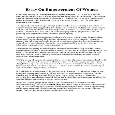 Essay On Empowerment Of Women | PDF