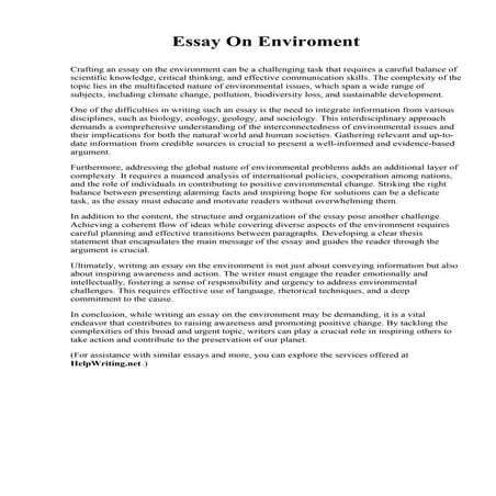 Essay On Enviroment. Wayne Community College | PDF